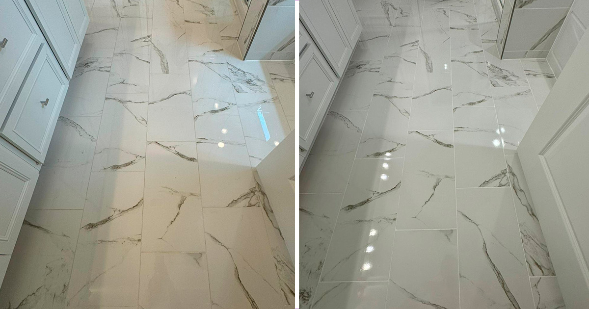 Our Grout Sealing Process Fortified and Enhanced a Bathroom Floor in ...